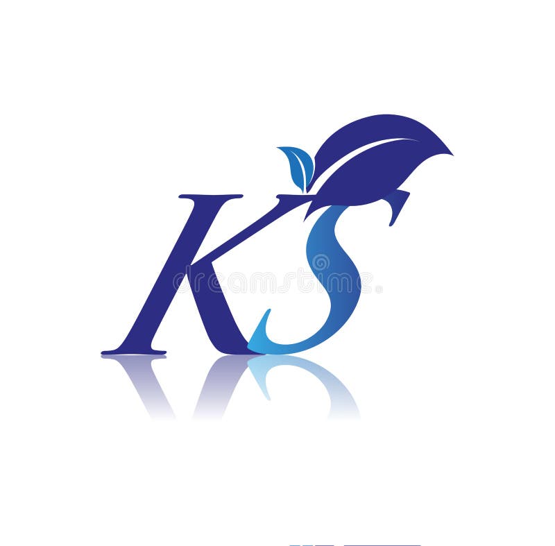 Initial Letter KS with Leaf Logo, Colored Blue Nature and Environment ...
