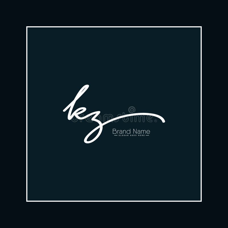 Initial Letter KZ Logo - Handwritten Signature Style Logo Stock Vector ...