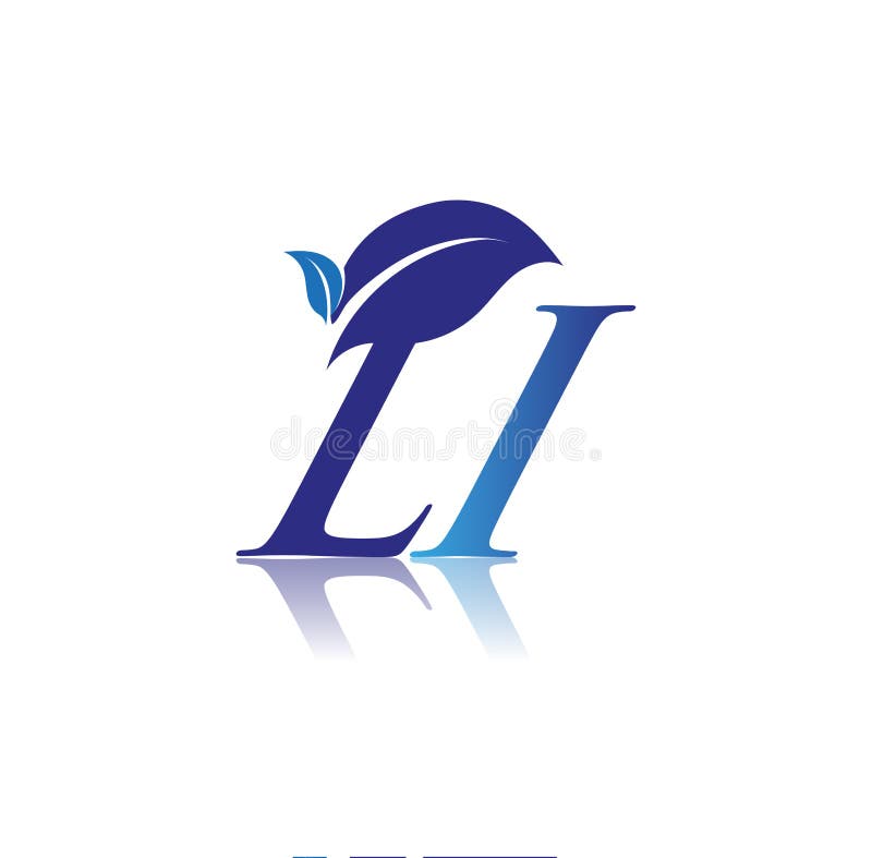 Initial Letter LI with Leaf Logo, Colored Blue Nature and Environment ...