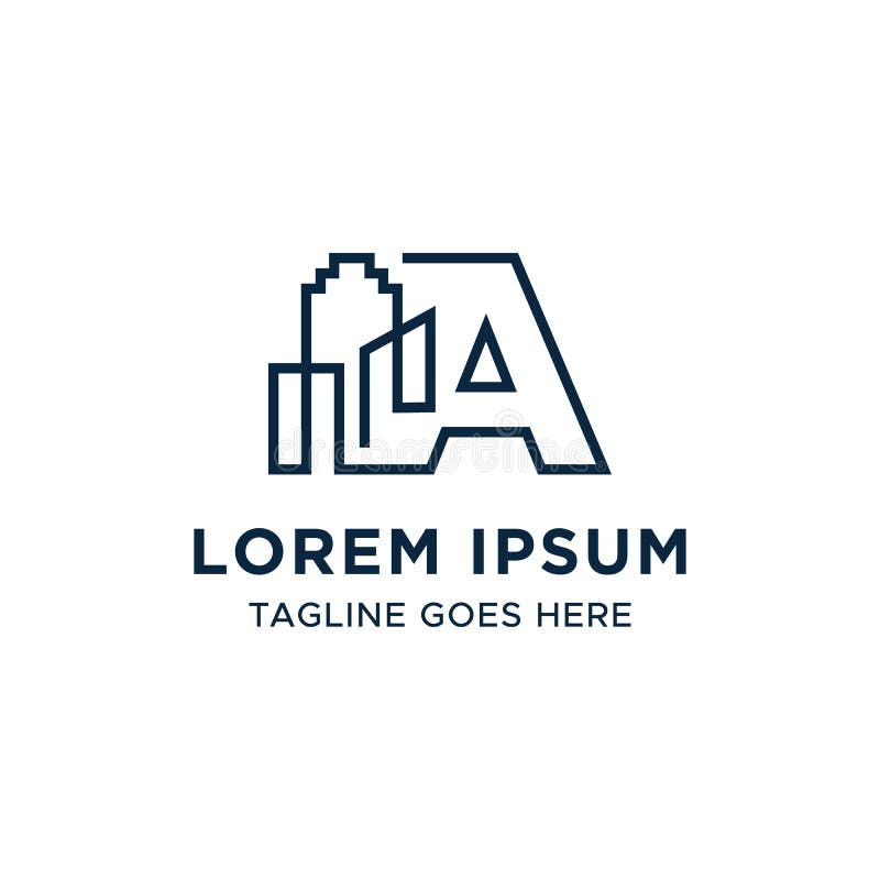 Initial Letter a Line with Building Logo Design Template. Stock Vector ...