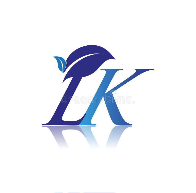 Initial Letter LK with Leaf Logo, Colored Blue Nature and Environment ...