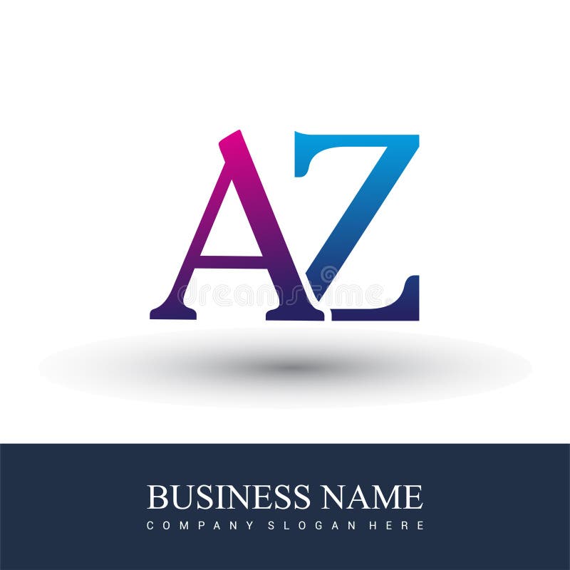 Initial Letter Logo AZ Colored Red and Blue, Vector Logo Design ...