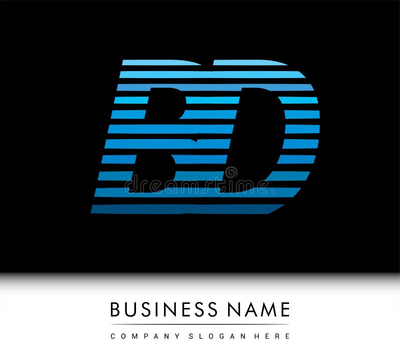 Initial Letter Logo BD Colored Blue with Striped Compotition, Vector ...