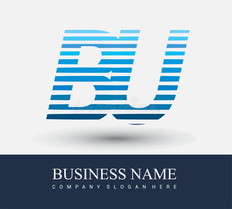 Initial Letter Logo BU Colored Blue with Striped Compotition, Vector ...