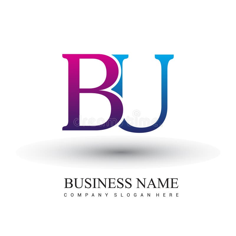 Initial Letter Logo BU Colored Red and Blue, Vector Logo Design ...