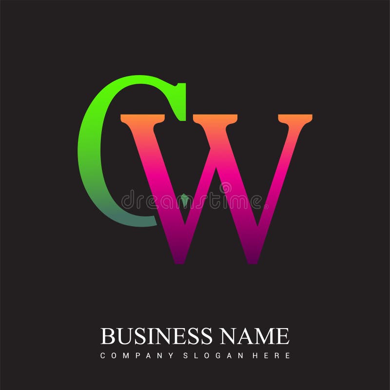 Initial Letter Logo CW Colored Pink and Green, Vector Logo Design ...