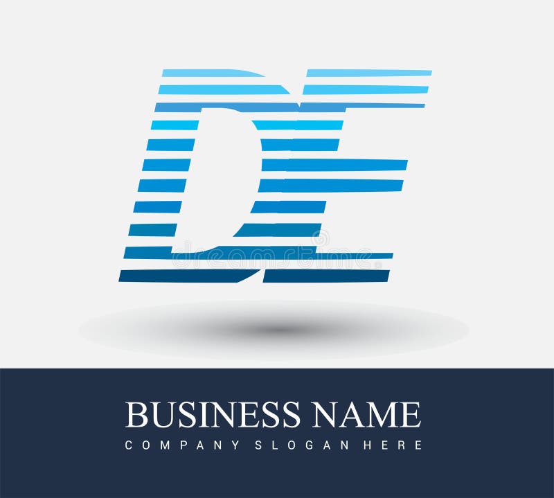 Initial Letter Logo DE Colored Blue with Striped Compotition, Vector ...