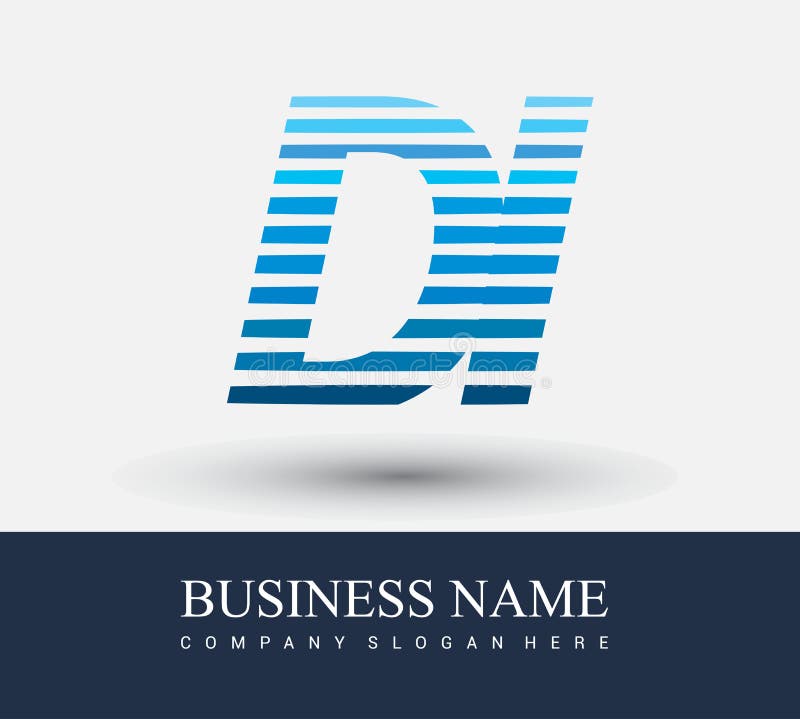 Initial Letter Logo DI Colored Blue with Striped Compotition, Vector ...