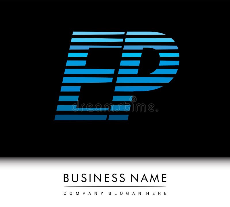 Initial Letter Logo EP Colored Blue with Striped Compotition, Vector ...