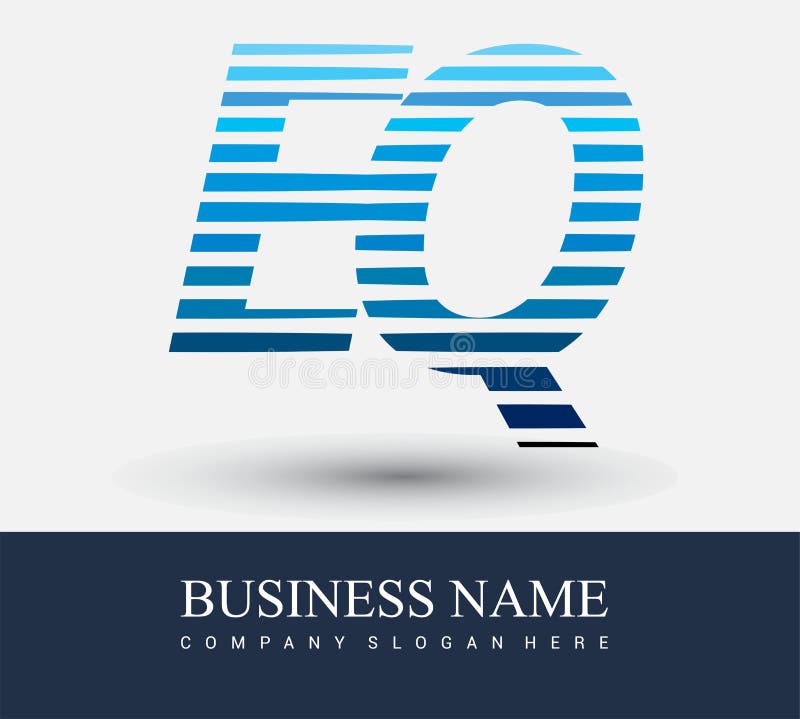 Initial Letter Logo EQ Colored Blue with Striped Compotition, Vector ...