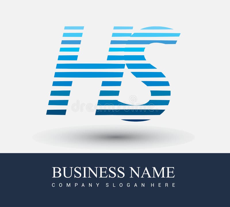 Initial Letter Logo HS Colored Blue with Striped Compotition, Vector ...