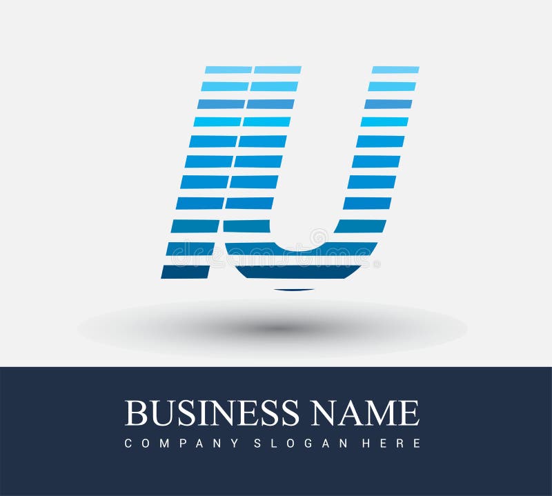 Initial Letter Logo IU Colored Blue with Striped Compotition, Vector ...