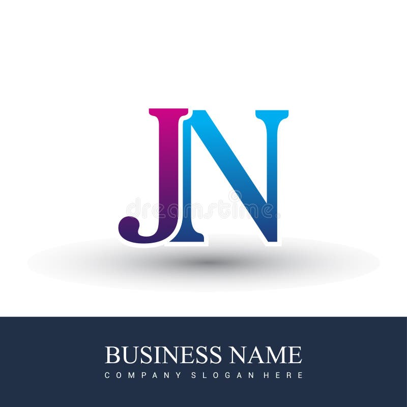 Initial Letter Logo JN Colored Red and Blue, Vector Logo Design ...