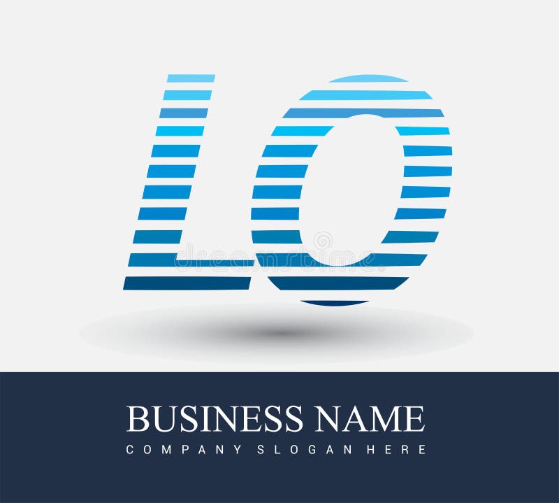 Initial Letter Logo LO Colored Blue with Striped Compotition, Vector ...