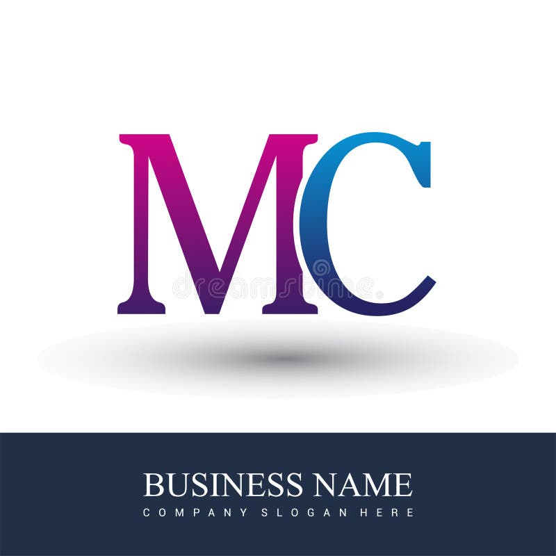 Initial Letter Logo MC Colored Red and Blue, Vector Logo Design ...