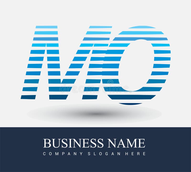 Initial Letter Logo MO Colored Blue with Striped Compotition, Vector ...