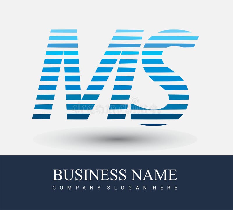 Initial Letter Logo MS Colored Blue with Striped Compotition, Vector ...