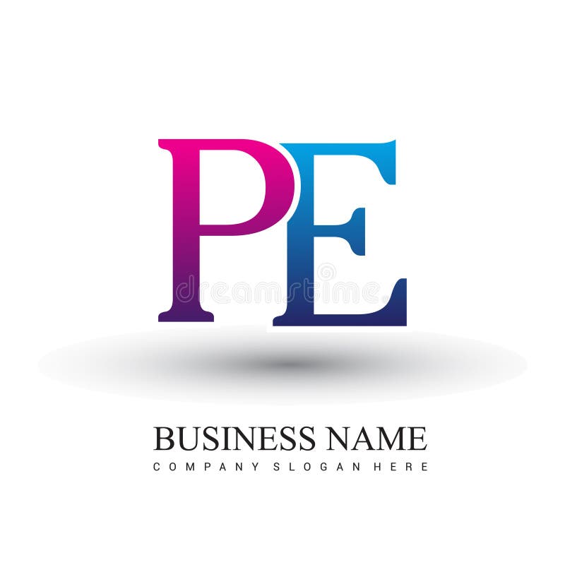 Initial Letter Logo PE Colored Red and Blue, Vector Logo Design ...