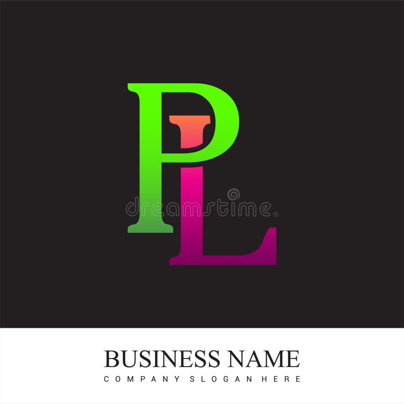 Initial Letter Logo PL Colored Pink and Green, Vector Logo Design ...