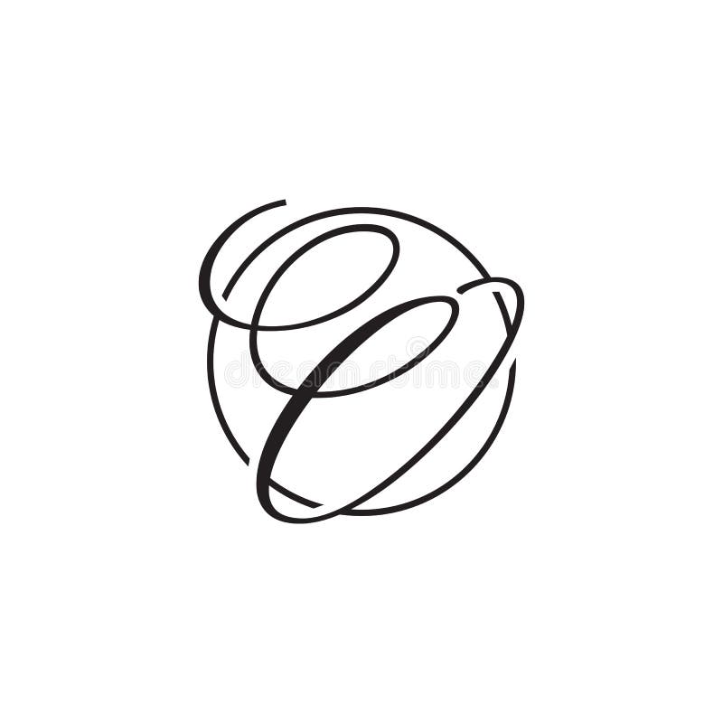 Initial Letter Logo Script Circle Black Stock Vector - Illustration of ...