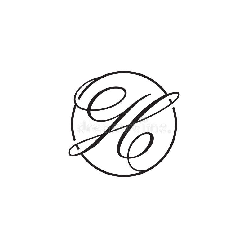Initial Letter Logo Script Circle Black Stock Vector - Illustration of ...