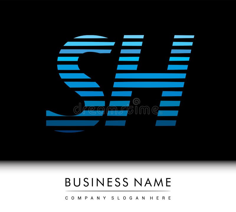 Initial Letter Logo SH Colored Blue with Striped Compotition, Vector ...