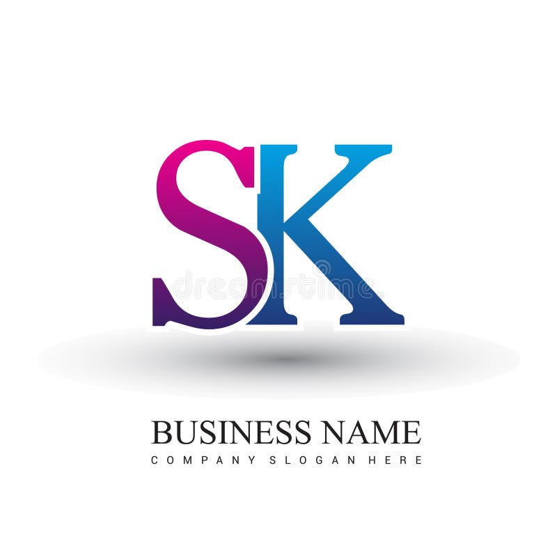 Initial Letter Logo SK Colored Red and Blue, Vector Logo Design ...