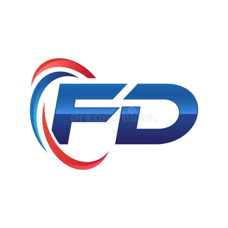 Initial Letter FD Logo Swoosh Red and Blue Stock Vector - Illustration ...