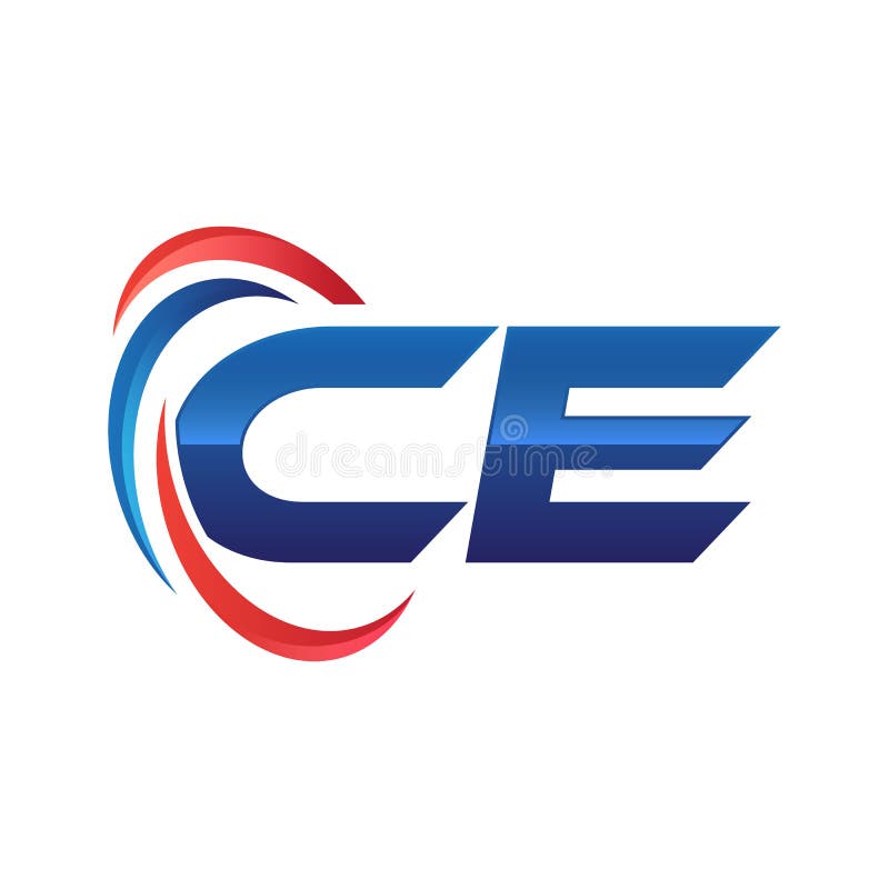 Initial Letter CE Logo Swoosh Red and Blue Stock Vector - Illustration ...