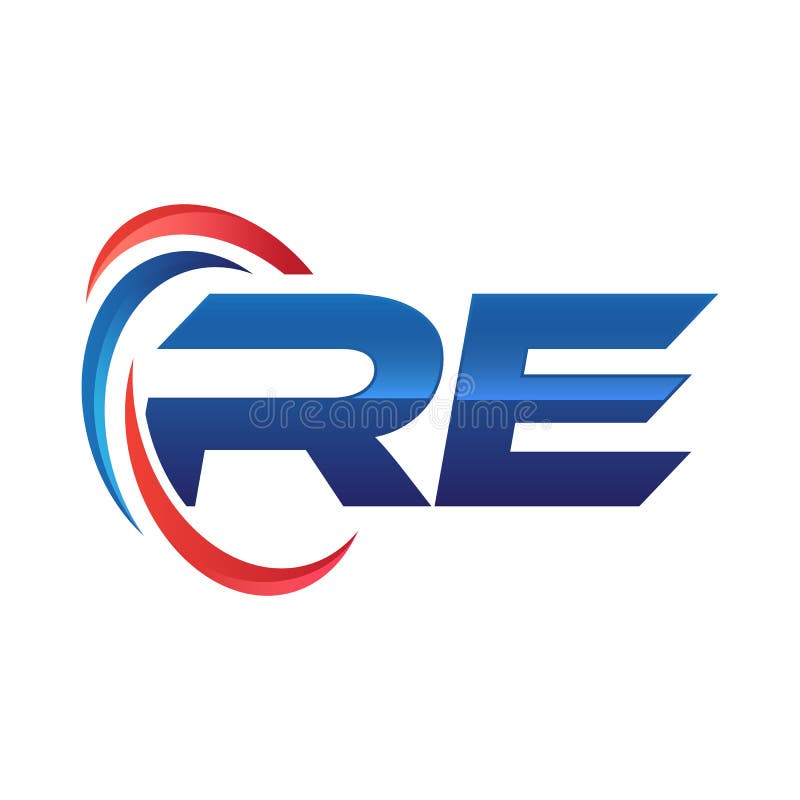 Initial Letter RE Logo Swoosh Red and Blue Stock Vector - Illustration ...