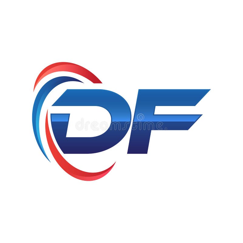Initial Letter DF Logo Swoosh Red and Blue Stock Vector - Illustration ...