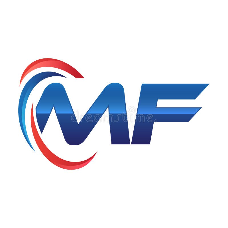 Initial Letter MF Logo Swoosh Red and Blue Stock Vector - Illustration ...