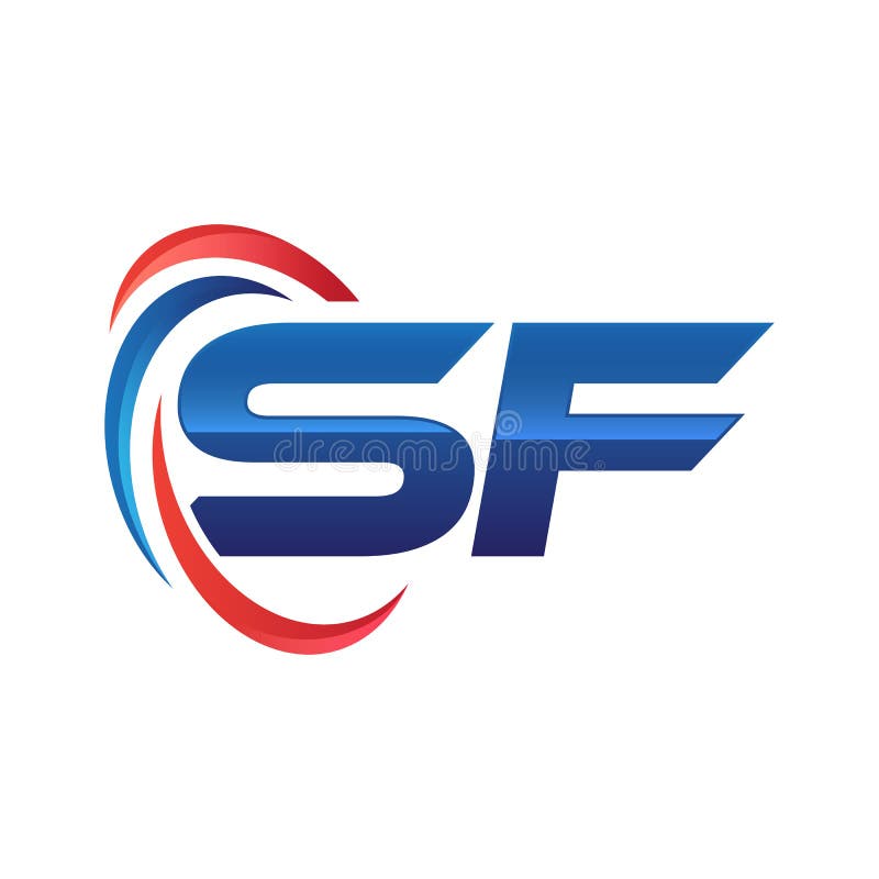 Initial Letter SF Logo Swoosh Red and Blue Stock Vector - Illustration ...