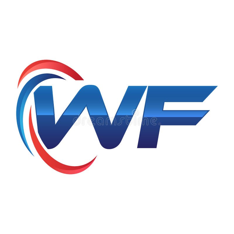 Initial Letter WF Logo Swoosh Red and Blue Stock Vector - Illustration ...