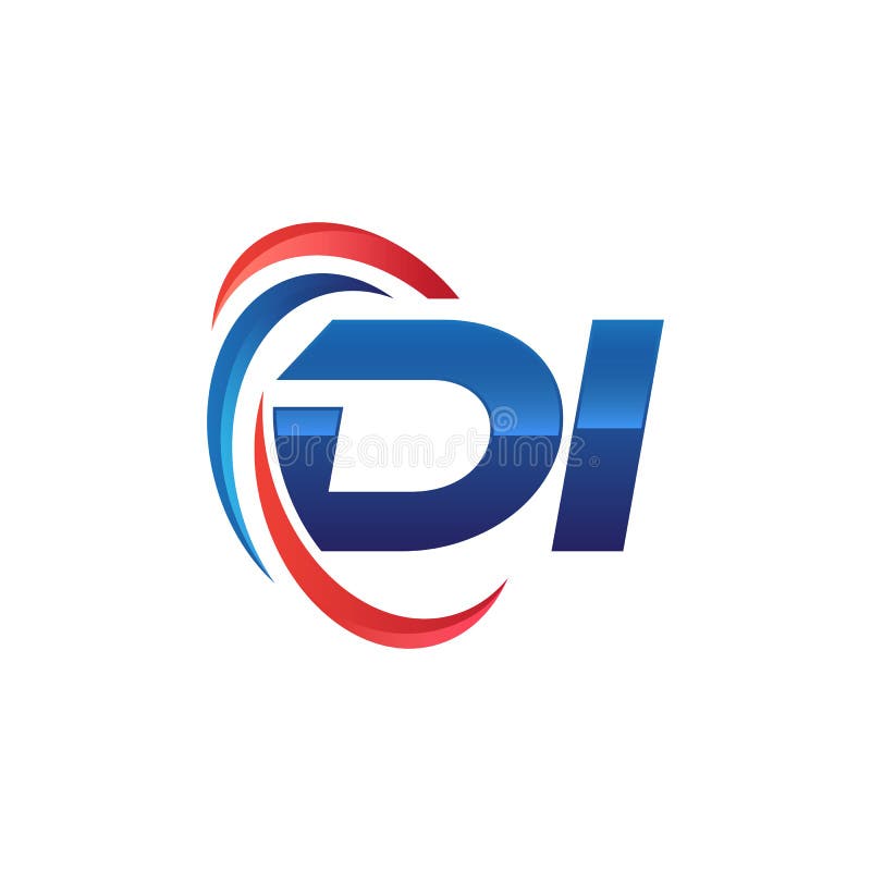 Initial Letter DI Logo Swoosh Red and Blue Stock Vector - Illustration ...