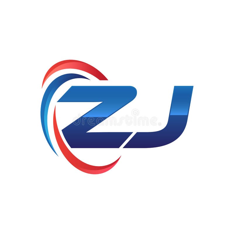 Initial Letter ZJ Logo Swoosh Red and Blue Stock Vector - Illustration ...