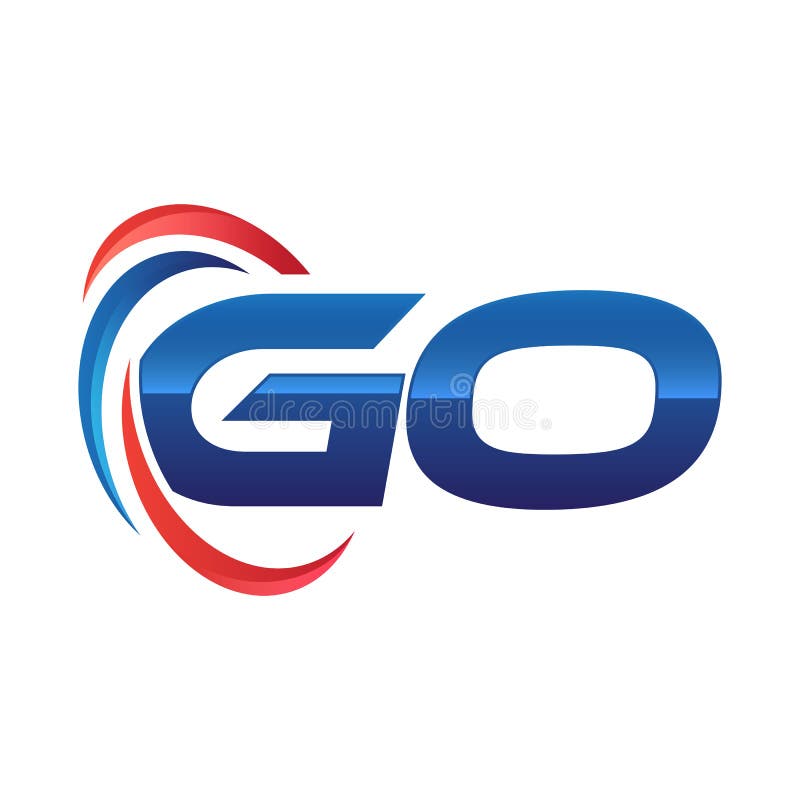 Initial Letter GO Logo Swoosh Red and Blue Stock Vector - Illustration ...