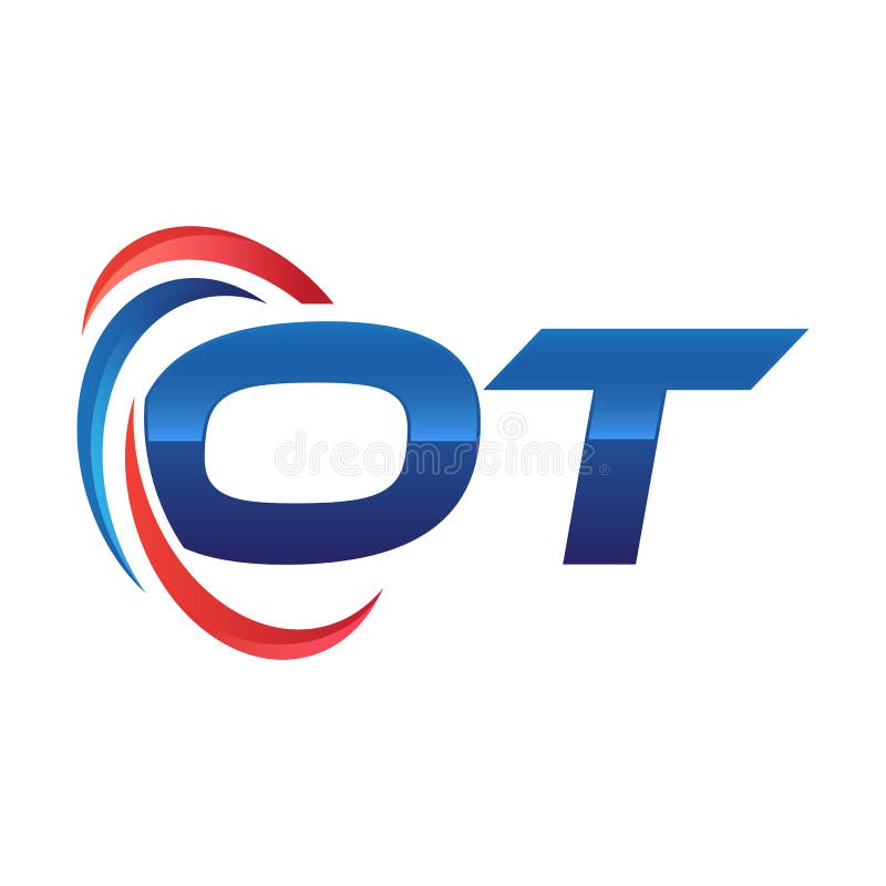 Initial Letter OT Logo Swoosh Red and Blue Stock Vector - Illustration ...