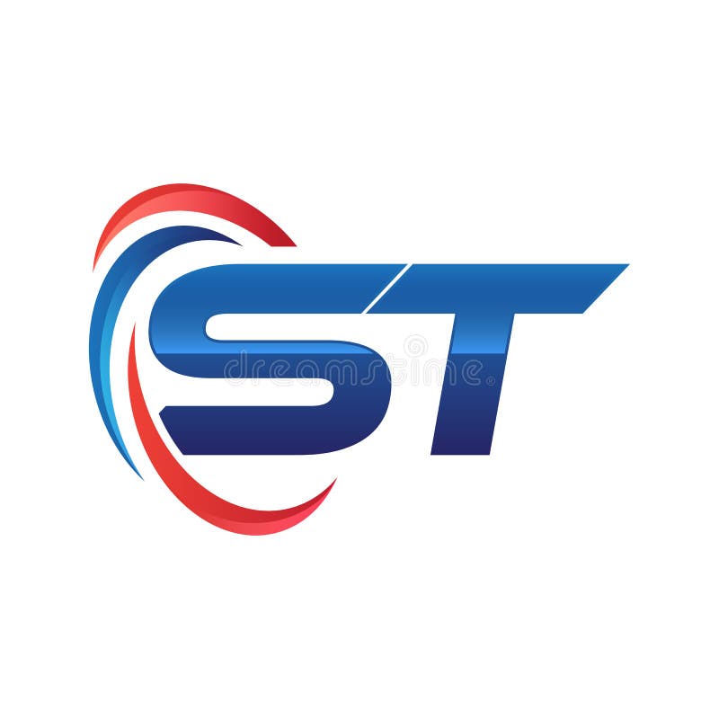 Initial Letter ST Logo Swoosh Red and Blue Stock Vector - Illustration ...