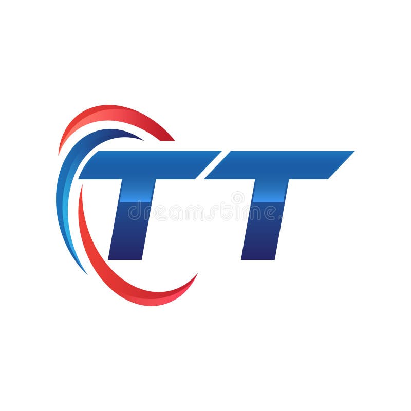 Initial Letter TT Logo Swoosh Red and Blue Stock Vector - Illustration ...