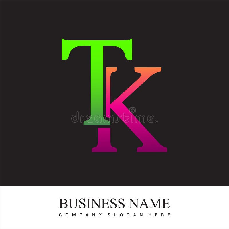 Initial Letter Logo TK Colored Pink and Green, Vector Logo Design ...