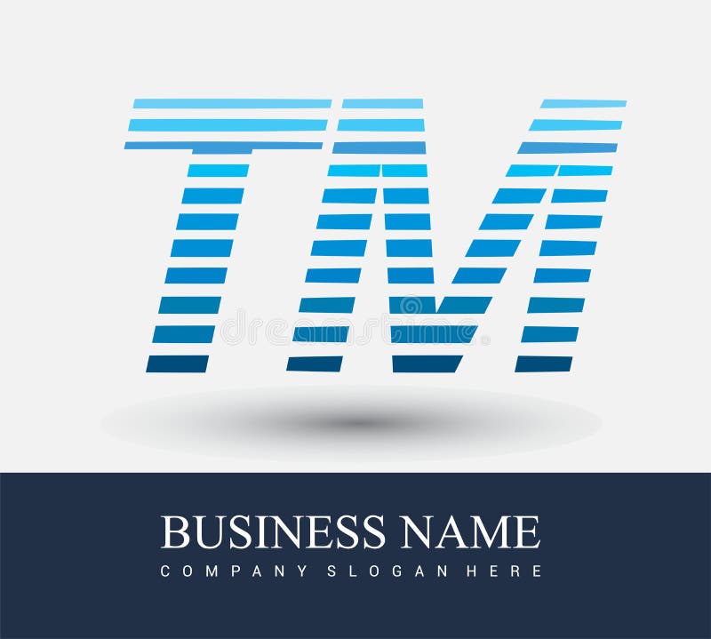 Initial Letter Logo TM Colored Blue with Striped Compotition, Vector ...