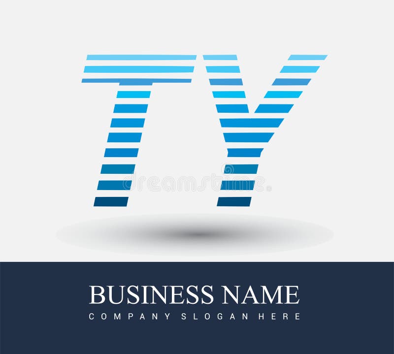 Initial Letter Logo TY Colored Blue with Striped Compotition, Vector ...