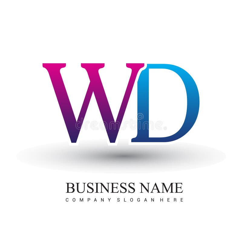Initial Letter Logo WD Colored Red and Blue, Vector Logo Design ...