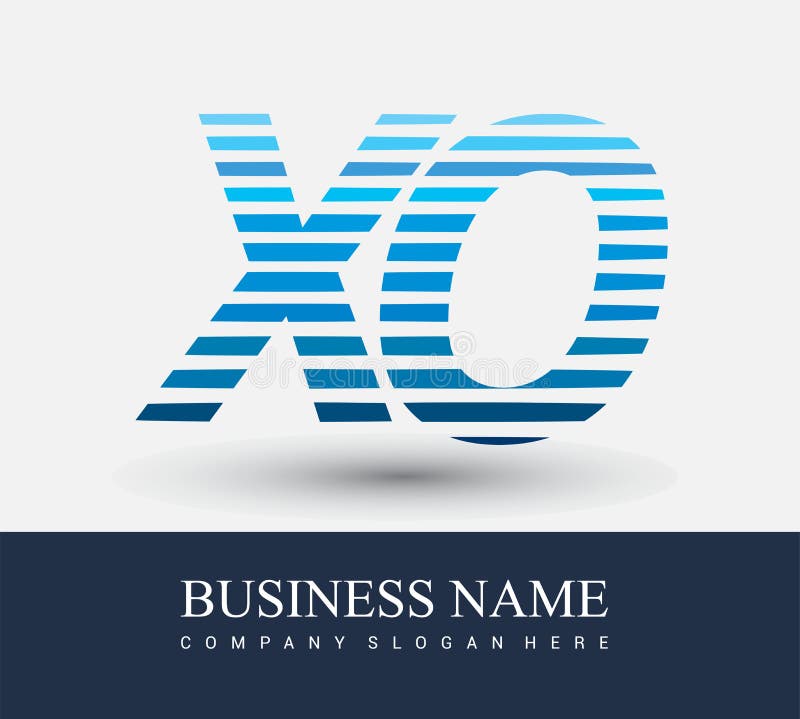 Initial Letter Logo XO Colored Blue with Striped Compotition, Vector ...