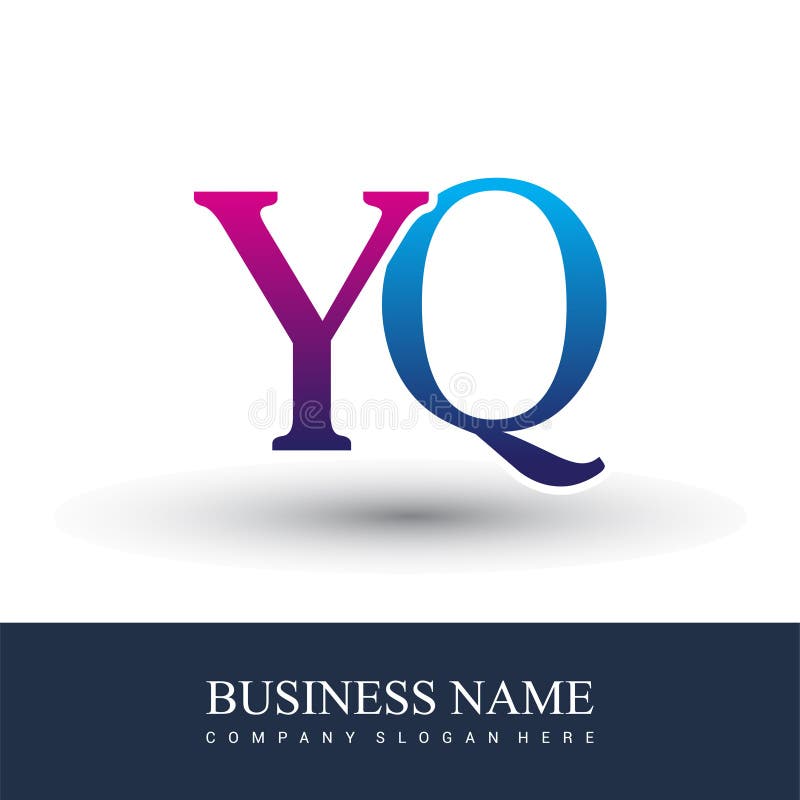 Initial Letter Logo YQ Colored Red And Blue, Vector Logo Design ...