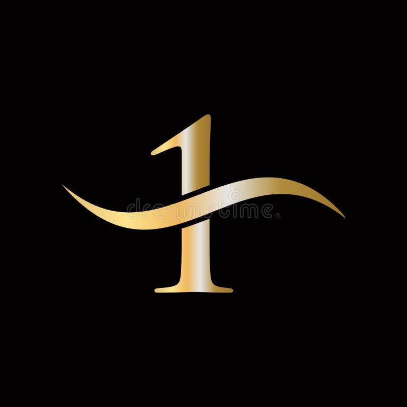 Initial 1 Letter Luxurious Logo Template. 1 Logo Golden Concept Stock ...