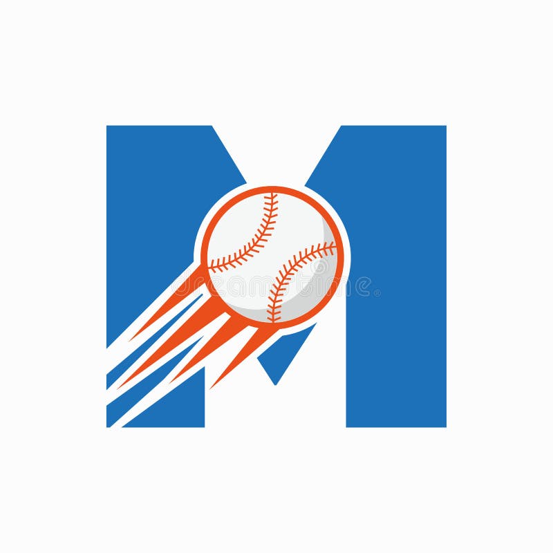 Initial Letter M Baseball Logo Concept with Moving Baseball Icon Vector ...