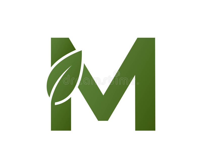 Initial Letter M with Leaf Logo. Alphabet Logotype Design. Eco Friendly ...