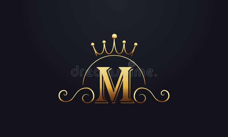 Initial Letter M Logo Design with King Crown Icon. Luxury Letter ...